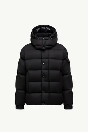 Moncler Maya 70 Hooded Wool Flannel Short Down Jacket