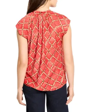 POINT Nic+zoe Squiggle Check Top - Red Multi