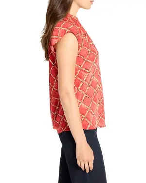 POINT Nic+zoe Squiggle Check Top - Red Multi