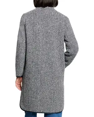 NIC+ZOE Herringbone Wool-blend Coat - Navy
