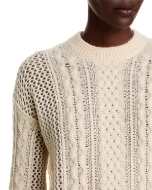 Bloomingdale'S Multi Cable Drop Shoulder Cashmere Sweater