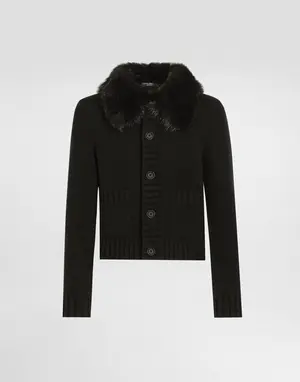 Dolce & Gabbana Wool Jacket With Fur-effect Collar