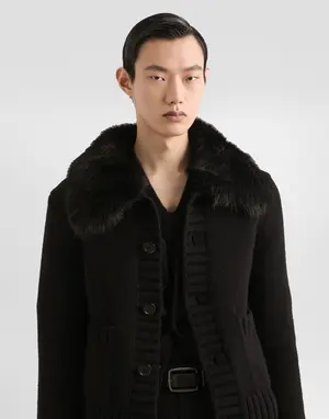 Dolce & Gabbana Wool Jacket With Fur-effect Collar