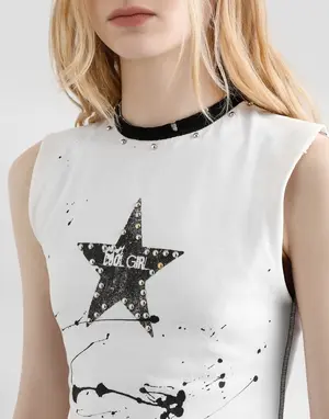 Dolce & Gabbana Jersey Sleeveless T-shirt With Print - Multicolor