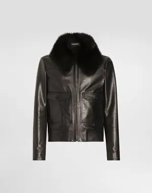 Dolce & Gabbana Single-breasted Leather Jacket With Fur Collar
