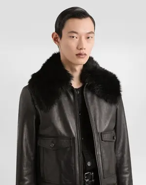 Dolce & Gabbana Single-breasted Leather Jacket With Fur Collar