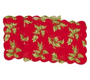 VALERIE PARR HILL 14' X 51' Holly Red Bouquet Table Runner Small Valerie - One-color