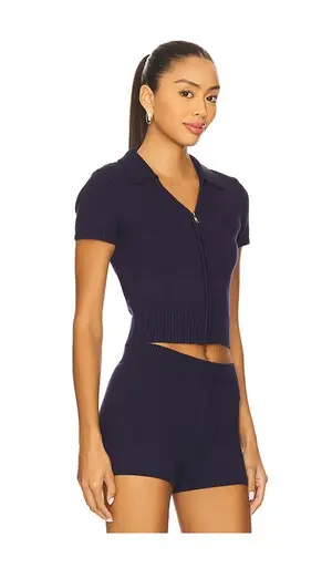 GUIZIO Calesia Zip Up Top - Navy