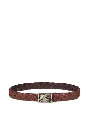 Etro Pegaso Woven Leather Belt - Brown