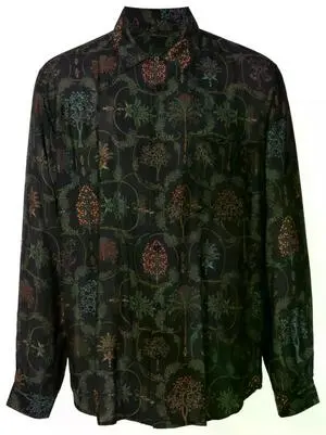 OSKLEN Floral-print Long-sleeve Shirt - Black