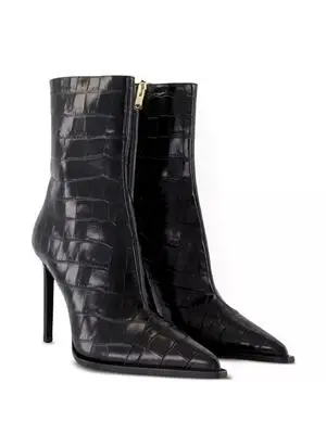Amiri Crocodile-effect Pointed-toe Boots