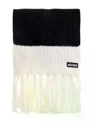 Moschino Ribbed-knit Fringe Scarf - Black