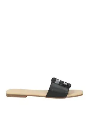 GAËLLE PARIS Slide Sandals With Appliqués - Black