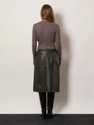 Soeur Gwen Leather Midi Skirt