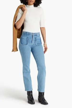 Maje Braided High-rise Bootcut Jeans