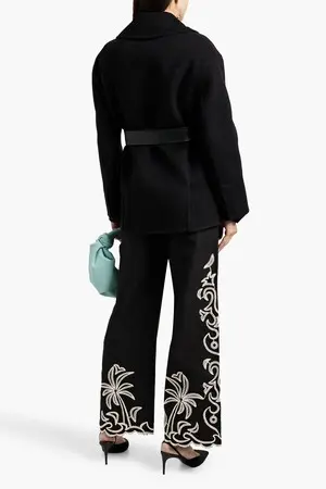 Maje Belted Wool-blend Felt Coat - Black