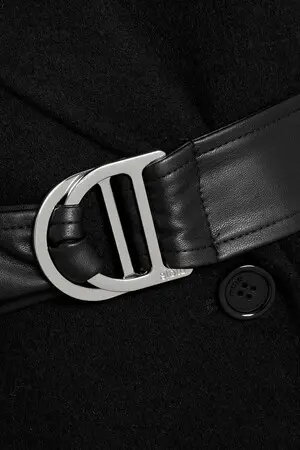 Maje Belted Wool-blend Felt Coat - Black