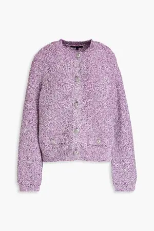 Maje Sequin-embellished Bouclé-knit Cardigan