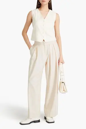 Maje Pleated Wide-leg Crepe Pants