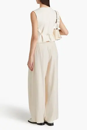 Maje Pleated Wide-leg Crepe Pants
