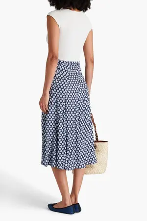 Maje Printed Satin Midi Skirt
