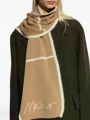 Moschino Logo-embroidered Panelled Scarf - Brown