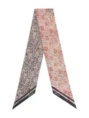 Bally Floral-print Silk Twill Neck Bow - Neutrals