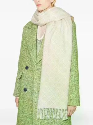 Tory Burch Monogram-pattern Fringed Scarf
