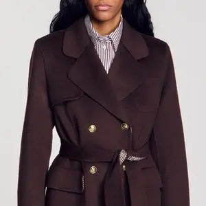 Sandro Double-faced Checked Wool Coat
