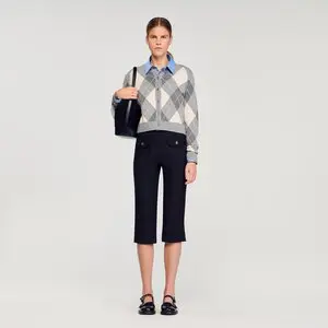Sandro Argyle Pattern Cardigan - Grey