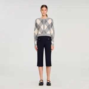 Sandro Argyle Pattern Cardigan - Grey