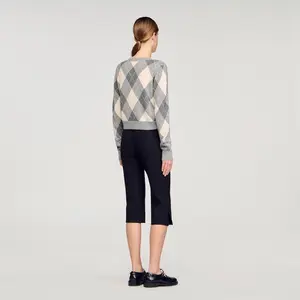 Sandro Argyle Pattern Cardigan - Grey
