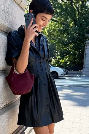 EXQUISE Tobie Mini Shirt Dress - Black