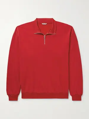 Auralee Wool-blend Jersey Half-zip Sweatshirt