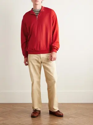 Auralee Wool-blend Jersey Half-zip Sweatshirt