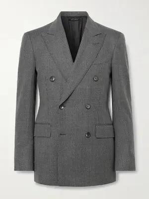 TOM FORD Double-breasted Birdseye Wool Suit Jacket