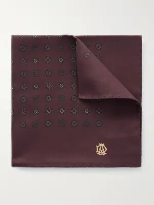 Dunhill Printed Mulberry Silk-twill Pocket Square - Burgundy