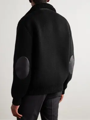 TOM FORD Bouclé-trimmed Ribbed Cashmere Cardigan