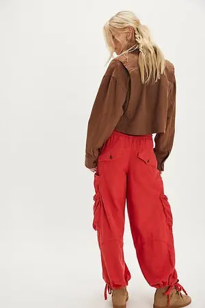 Free People Ashton Full-length Parachute Pants - Red Clay