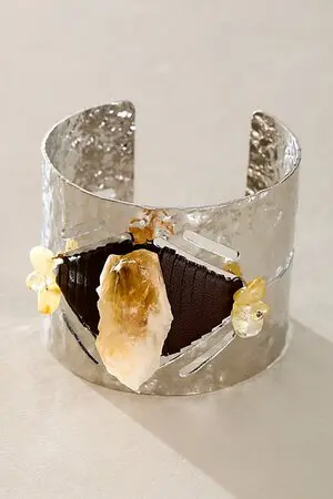 Free People Ariana Ost Sonya Stone Cuff - Citrine/silver