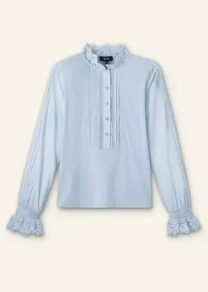 ME+EM Cotton Voile Embroidered Top