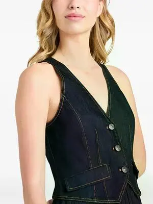 Cinq À Sept Pleated Denim Waistcoat Dress