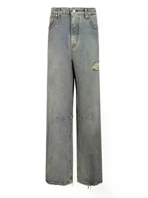NINE:INTHE:MORNING Distressed Frayed-hem Trousers - Grey