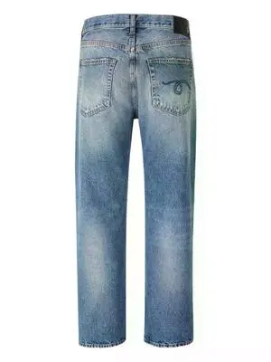 R13 Frayed Hem Straight Jeans