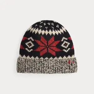 Ralph Lauren Snowflake Marled Wool-blend Beanie - Black/red/cream