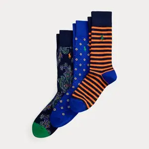 Ralph Lauren Patterned Trouser Sock 3-pack - Royal Multi