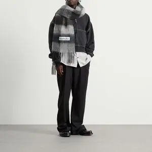 Acne Studios Vally Check Scarf - Dark Black/grey/dark Grey