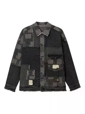MUSIUM DIV. Patchwork Frayed-effect Shirt Jacket