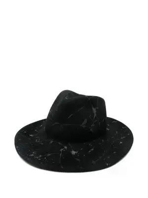 YESEY Crackle-print Fedora Hat - Black