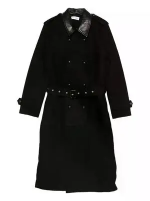 ERNEST W. BAKER Leather-collared Belted Coat